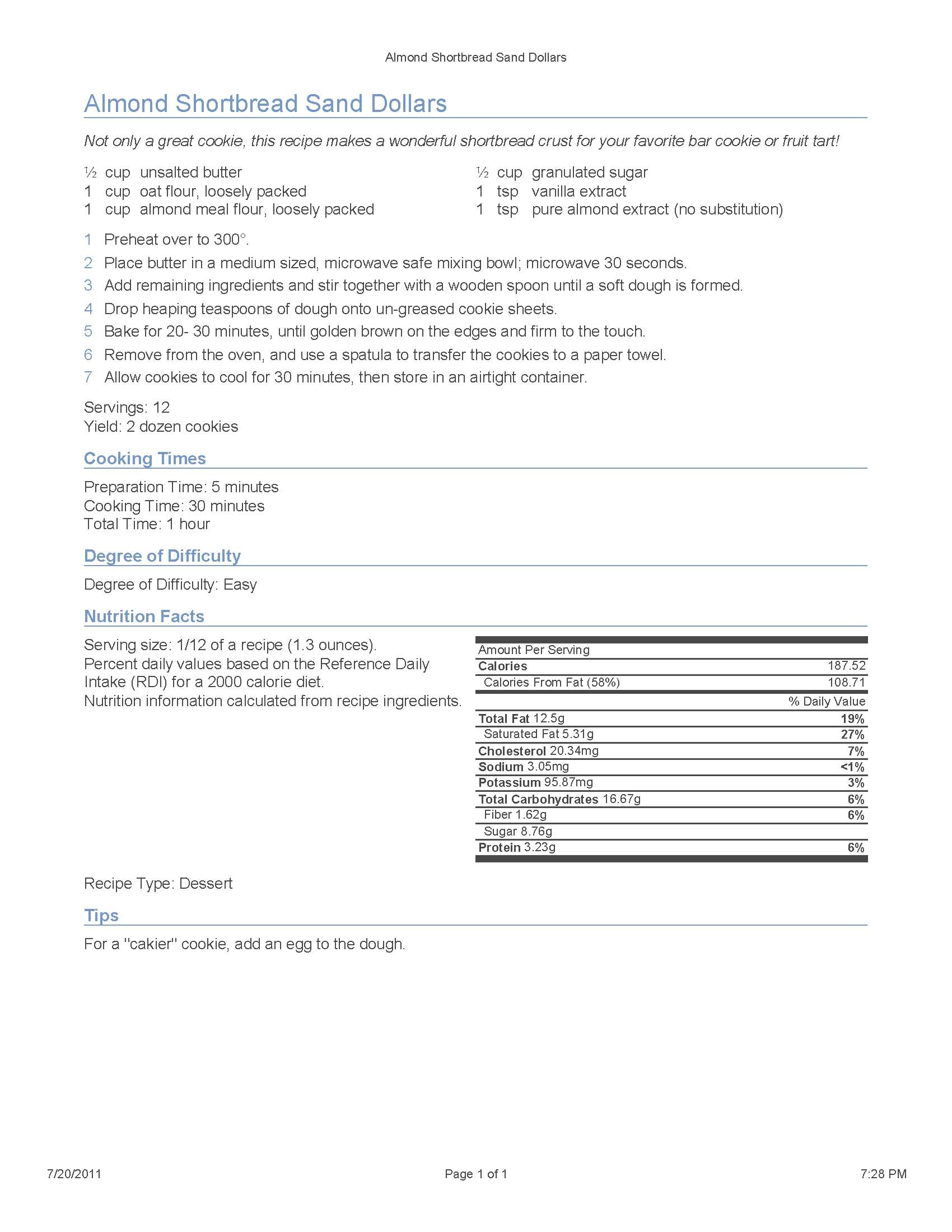 Almond Shortbread Sand Dollars | Catching Health with Diane Atwood